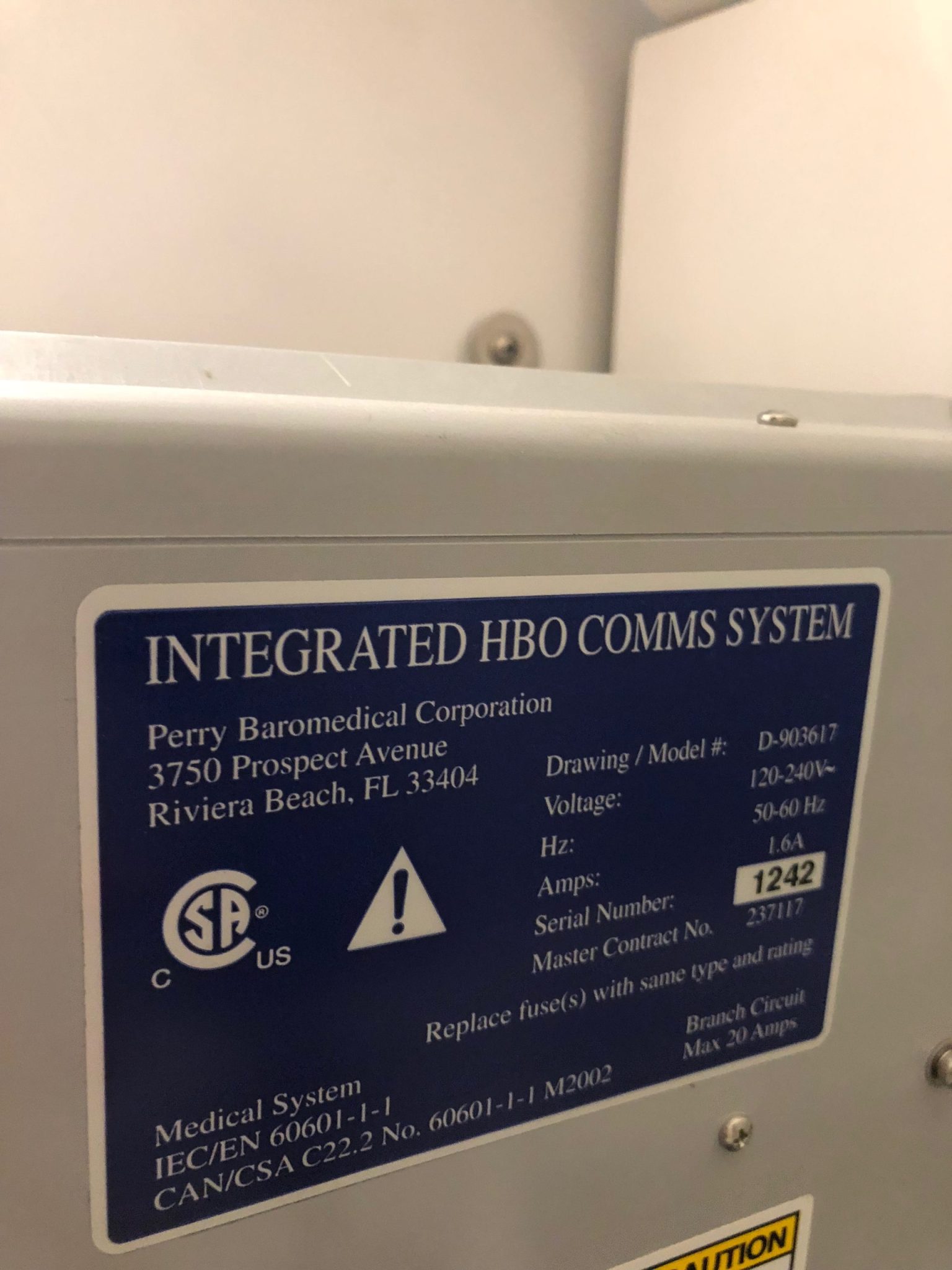 Perry Sigma 34 Monoplace - Hyperbaric Store